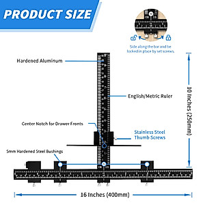 14-Piece Cabinet Hardware Jig Tool Set, Fingwerk Aluminum Alloy Cabinet Handle Template Jig Tool of Drawer Front Knobs, Handles and Pulls, Door