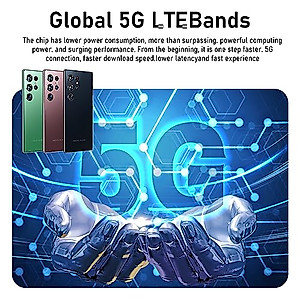 Yunseity Unlocked Smartphone,S23 Ultra 8GB RAM 256GB ROM Face Unlock Ultra Thin Smartphone 2.4G 5G WiFi, 6.6 Inch FHD Screen Cellphone for Android 13, 8+24MP Cameras, MT6735 10 Core CPU