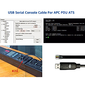 DSD TECH SH-RJ12A USB to RJ12 6P4C Serial Cable for APC PDU ATS(5.9FT/1.8M)