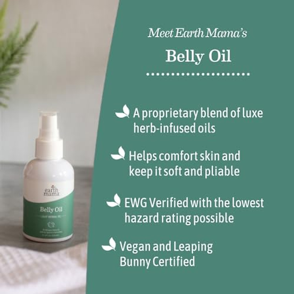 Earth Mama Belly Oil for Dry Skin | Calendula Skin Care Moisturizer Oil to Encourage Natural Elasticity and Help Prevent Stretch Marks During Pregnancy and Postpartum, 4-Fluid Ounce