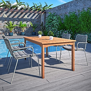Brampton Le Mans Outdoor Set of 4 | Stacking Chairs | Perfect for Patio, Grey