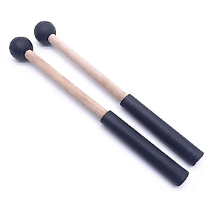 Jiayouy 8 Inch Rubber Head Percussion Mallets Sticks for Tongue Drum, Xylophone,Glockenspiel, Woodblock, Bell Pack of 2 Black