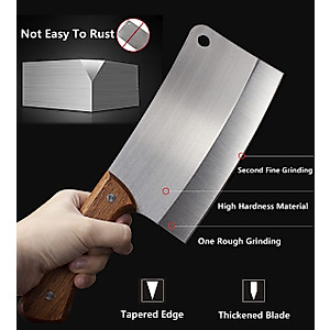 ZENG JIA DAO Meat Cleaver - 7'' Heavy Duty Butcher Knife Meat Chopper Bone Cutting Knife - High Carbon German Stainless Steel - Pearwood Handle for Home Kitchen and Restaurant 2023 Gifts