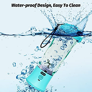 20 Oz Portable Blender USB Rechargeable, Supkitdin Waterproof Personal Blender for Shakes and Smoothies, with 6 Ultra-sharp Blades for Travel, Office & Sports (Blue)