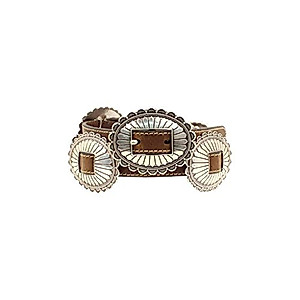 M&F Western Nocona Ladies Belt with Floral Silver Conchos, Brown, X-Large