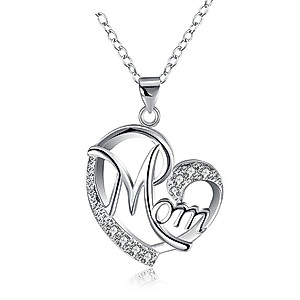 ShiQiao Spl Gifts for Mom Mother Necklace Pendant Sterling Silver for Women Love Heart Mom Birthday Gifts
