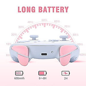 IINE Cute Switch Controller, Bluetooth Cartoon Kitten Nintendo Switch Controllers Wireless, Kawaii Light Switch Gaming PC Controller with TURBO/Double Vibration Function