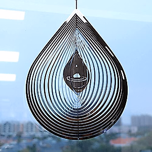 Wind Spinner 3D Stainless Steel Metal Sculptures Decorations, 3D Water Droplets Metal Wind Sculptures & Spinners for Indoor Outdoor Garden Decoration 12inch