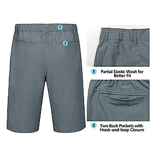 Little Donkey Andy 12 Inch Inseam Golf Shorts for Men Bermuda Quick Dry Elastic Waist Shorts for Hiking Travel Casual Blue 3XL