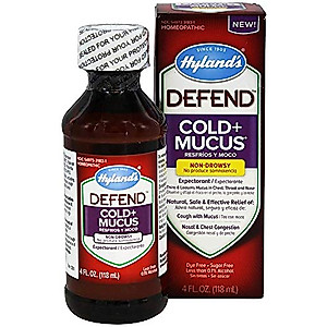Hyland's Defend Cold + Mucus Relief Liquid 4 oz (Pack of 4)