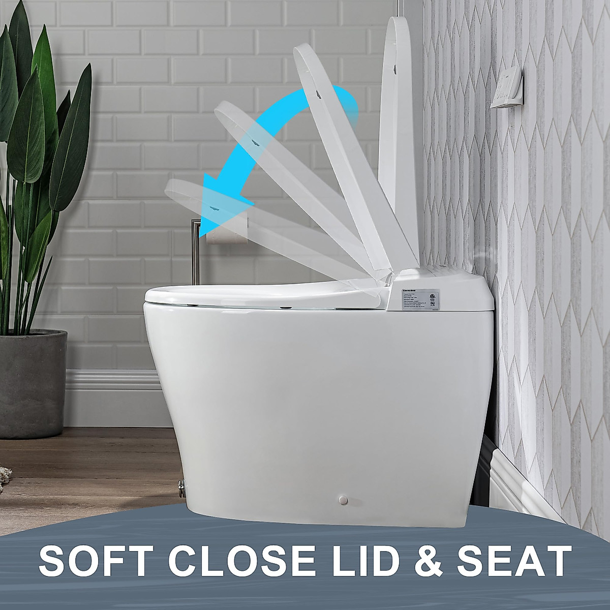 Casta Diva Smart Toilet with Heated Seat, Warm Water Bidet, Off-seat Auto Flushing, Foot Kick Flush, 1.28GPF White Smart Toilets with Remote for Bathrooms (CD-Y070)