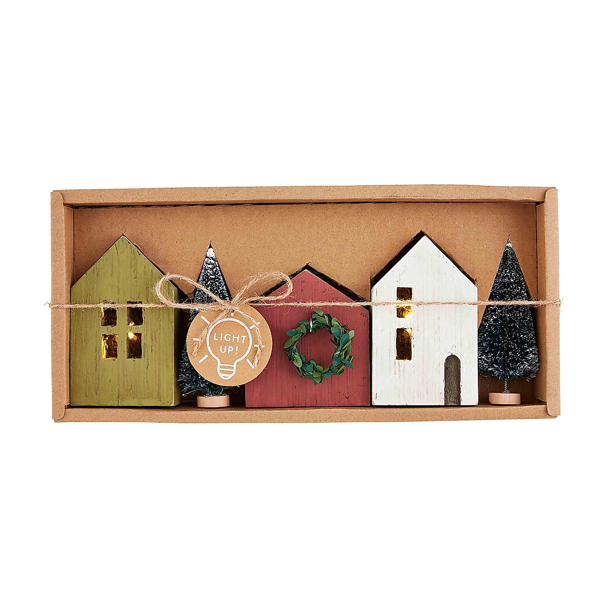 Mud Pie Boxed Mini Christmas Village Set, 4" x 2 1/2", Red