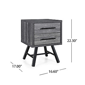 Christopher Knight Home Harrison Mid-Century Modern Nightstand, Sonoma Gray Oak + Black