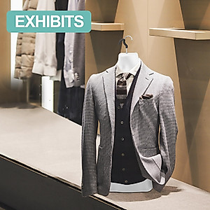 Lallisa 12 Pcs Male Mannequin Torso White Hanging Mannequin Body Torso with Hooks Half Mannequin Body Hollow Back for Sewing Dress and Shirt Display (Classic)