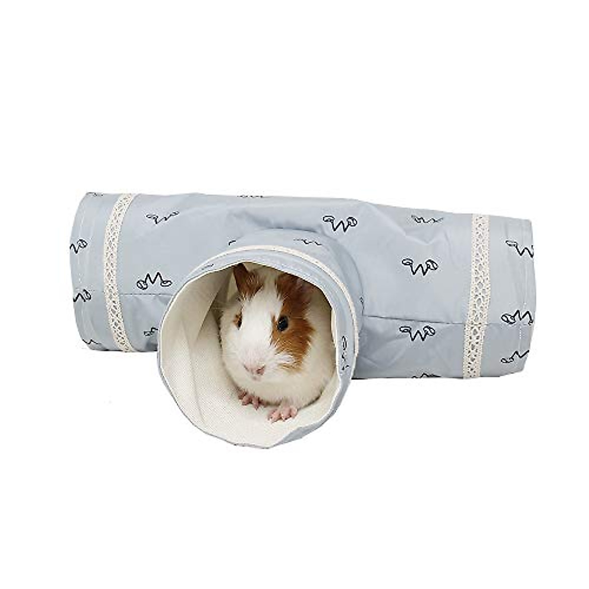 Collapsible Small Animal Play Tunnel Pet Toy Guinea Pig Chinchillas Mice Rats Hamster Tunnel Cage House Accessories (Blue, 3 Ways)