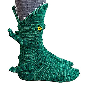 Owl's-Yard Novelty Animal Socks Cute Knit Crocodile Socks Funny Alligator Socks Winter Warm Thick Unisex Men Women