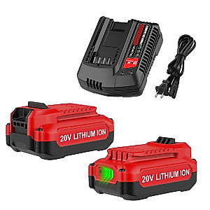 2Pack 20V 3.5Ah Replacement Craftsman V20 Craftsman 20V Lithium Battery and Charger Kit for CMCB202 CMCB204 CMCB206 CMCB201 CMCB100 CMCB124 with CMCB104 Craftsman 20V Battery Charger