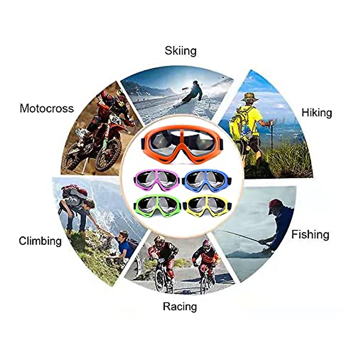 ARMADIO 5PACK Motorcycle Goggles Dirt Bike ATV Motocross Goggles Outdoor Sports Tactical Combat Military Glasses for Men Women Kids (Rainbow Frame)