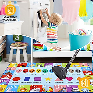 HEBE Kids Play Rug 3'4"x5' ABC Alphabet Numbers Shapes Educational Kid Area Rug Washable Baby Crawling Mat Non Slip Kid Play Mat Carpet for Girl Boy Bedroom Playroom