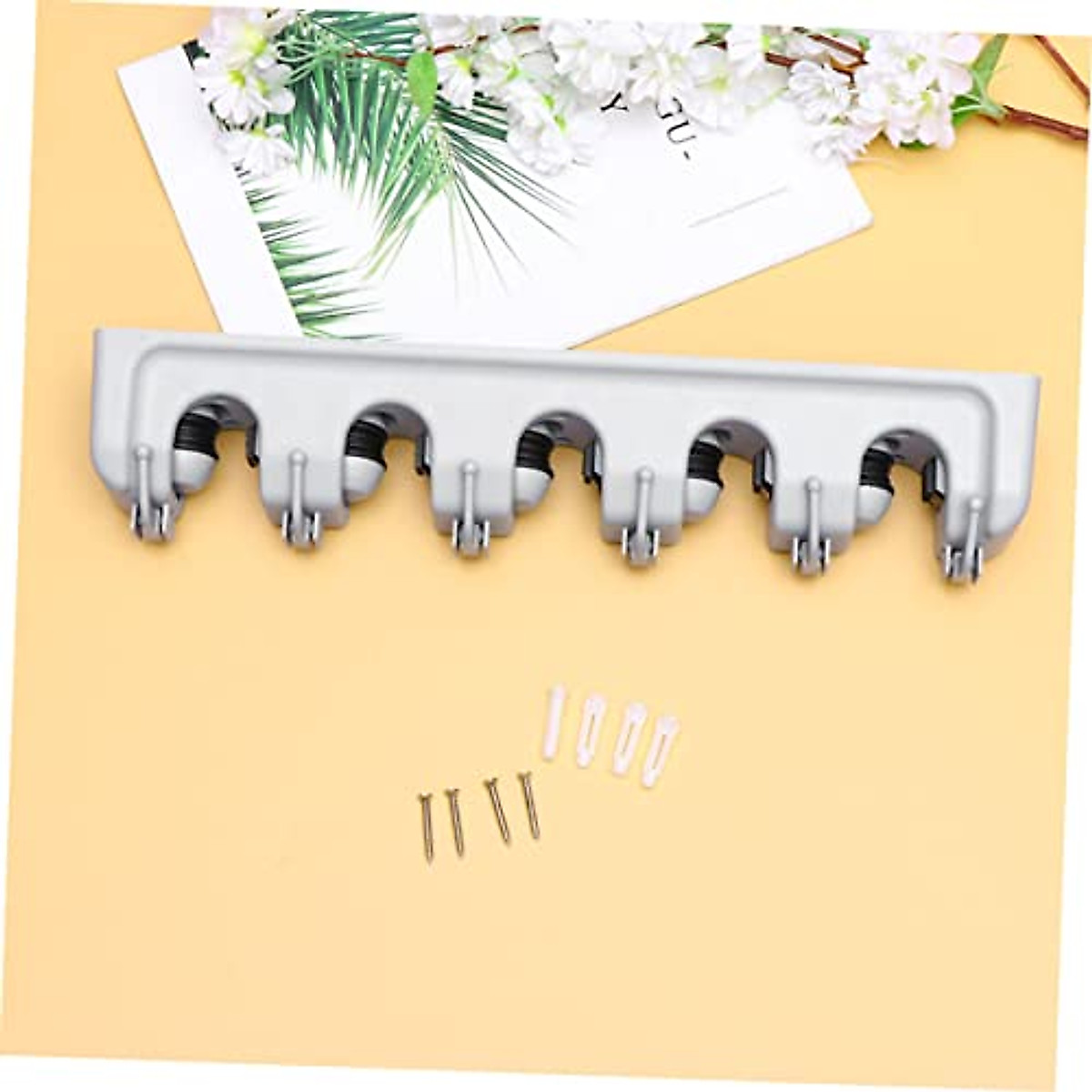 GLSTOY Mop Rack Mop Storage Shelf Broom Hanger Wall Mount Broom Holder Cleaning Tools Organizer Toilet Brush Holder Cleaning Tool Hooks Mop Organizer Clip Broom Storage Hanger Hooks Grey