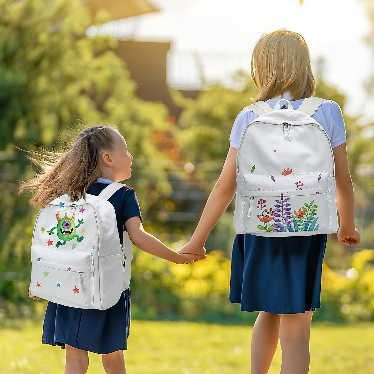 Zicac Unisex DIY Canvas Backpack Daypack Satchel Backpack(Natural White)