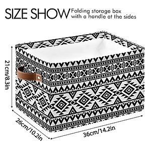 TropicalLife Storage Basket Aztec, Large Collapsible Ethnic Zigzag Storage Cube Bin Kids Toys Storage Organizer for Closet Shelf Nursery Bedroom Decor