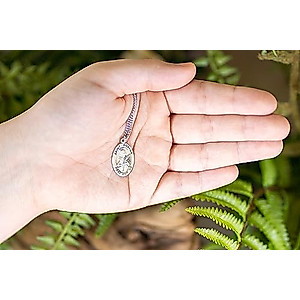 Heartland Store Women's Sterling Silver Oval Saint Agatha Pendant + 18 Inch Rhodium Plated Chain & Clasp