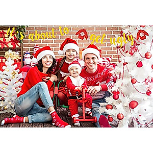 It's About To Get Ugly Banner Gold Glitter - Christmas Ugly Sweater Party Decorations,Ugly Christmas Sweater Party Supplies, Grinch Christmas Decorations,Christmas Elf Party Decorations,Christmas Party Decorations(Pre-Assembled)