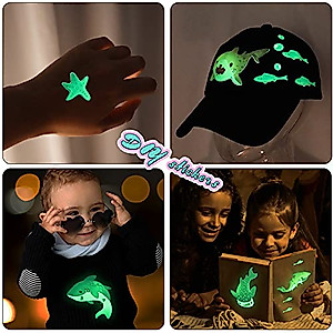 MESU Cartoon Shark Glow in The Dark Stickers Luminous Wall Decals Underwater World Home Ceiling Decor for Boys Room Nursery Kids Gift Shark