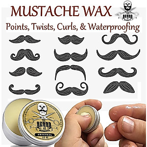 Beard Grooming Kit in Metal Tin - The Beard & The Wonderful 5 Piece Beard Grooming Kit for Men Includes Moustache Wax, Beard Oil, Beard Balm, Pocket-Sized Beard Comb & Beard Scissors | Original Scent