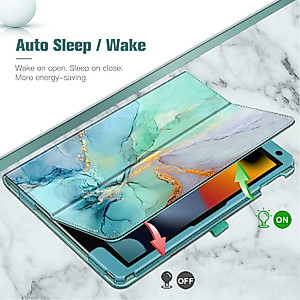 Fintie Folio Case for iPad 9th / 8th / 7th Generation (2021/2020/2019) 10.2 Inch - [Corner Protection] Premium Vegan Leather Stand Back Cover w/Pencil Holder, Auto Sleep/Wake, Emerald Marble