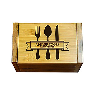 Personalized Recipe Box For Her - Custom Wood Recipe Organizer With Dividers - Kitchen Gift For Mom and Grandma