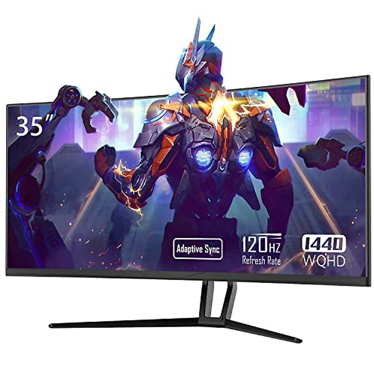 Fiodio 35” Ultra Wide QHD 21:9 Gaming Monitor, with Adaptive Sync, 120Hz Refresh Rate, Picture in Picture, By sRGB 99%, 2xHDMI 2xDisplay Ports, R1800, 3440*1440P, (DP Cable Included), Black (V3L6W)