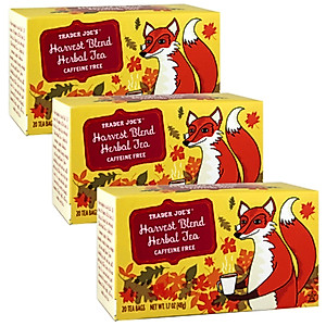 Trader Joe's Harvest Blend Herbal Tea Cafeeine Free 20 Tea Bags (Pack of 3)