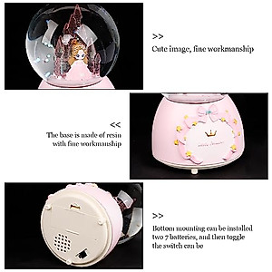 Xmas Snow Globe Crystal Castle Ball Rotate Snowfall Musical Crystal Ball with 7 Color Changing Lights Princess for Girls Boys