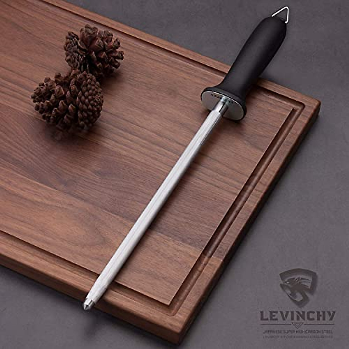 LEVINCHY Honing Steel 10 inch Knife Sharpener Rod, Professional Knife Sharpening Steel, Durable, Easy to Use