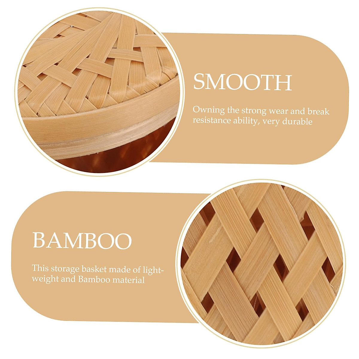 LIGHTAOTAO Bamboo Weaving Round Bamboo Basket with lid Tea Bag Organizer Coffee Canister Woven Serving Bowl Wicker Organizer bin Basket for Snacks Bread Basket Holder Gift Basket Food