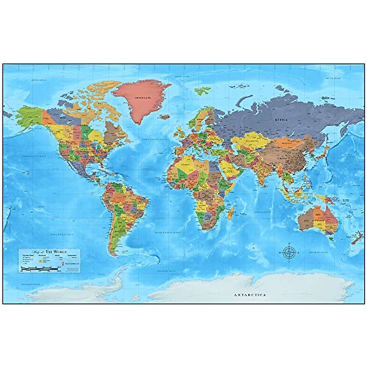 Laminated United States USA And World Map Poster. 24X36 Detailed 3d Durable Up to Date. Great for Classroom, Teacher, Student, Home, Business, History. US Maps Wall Poster Chart.
