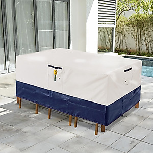 Time Forest Rectangular Patio Table Covers Waterproof for Outdoor Furniture, Outdoor Dining Table Chair Set Covers 600D Oxford Heavy Duty, Lawn Patio Furniture Covers 72"Lx44"Wx 23"H,Fog/Navy