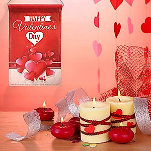 Happy Valentines Day Garden Flag Double Sided Decorations Heart Garden Flag with 1 Rubber Stopper and 1 Clear Anti-wind Clip for Garden Valentines Day Party Supplies, 12 x 18 Inch