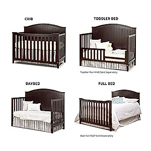 Sorelle Furniture Fairview Crib, Classic 4-in-1 Convertible Crib, Made of Wood, Non-Toxic Finish, Wooden Baby Bed, Toddler Bed, Child’s Daybed and Full-Size Bed, Nursery Furniture - Espresso