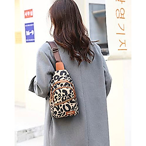Tekzitfuir Women's Leopard Chest Bag Chest Backpack Bag Sling Crossbody Bag Satchel Backpack Purse