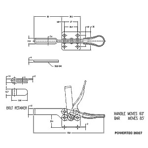 POWERTEC 20327 Quick Release Horizontal Toggle Clamp 201B - 300 lb Holding Capacity w Rubber Pressure Tip, 4PK