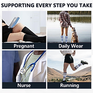 +MD 3 Pairs Compression Socks Moisture Wicking 8-15 mmHg for Women & Men Moisture Wicking Support Stockings for Airplane Flights, Travel, Nurses, Edema 10-13