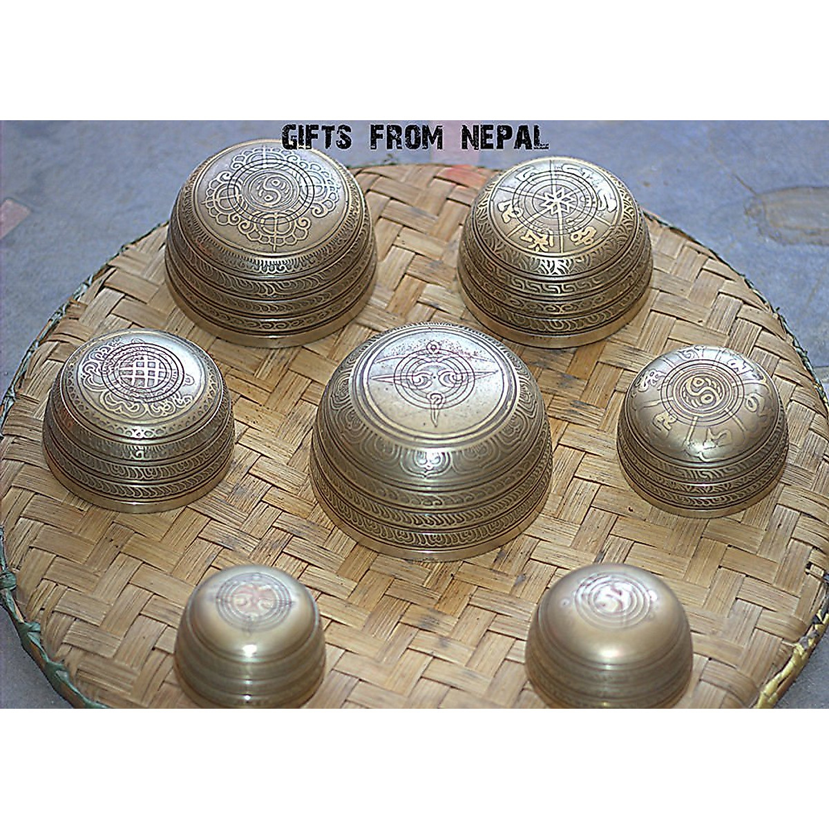 Chakra Healing Tibetan Hammered Himalayan Singing Bowl Set of 7 Meditation Bowls Hand Bowls from Nepal