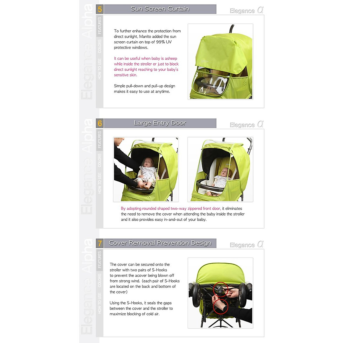 Manito Elegance Alpha Stroller Weather Shield/Rain Cover - Red