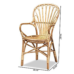 bali & pari Sheraton Modern and Contemporary Light Honey Rattan Dining Chair