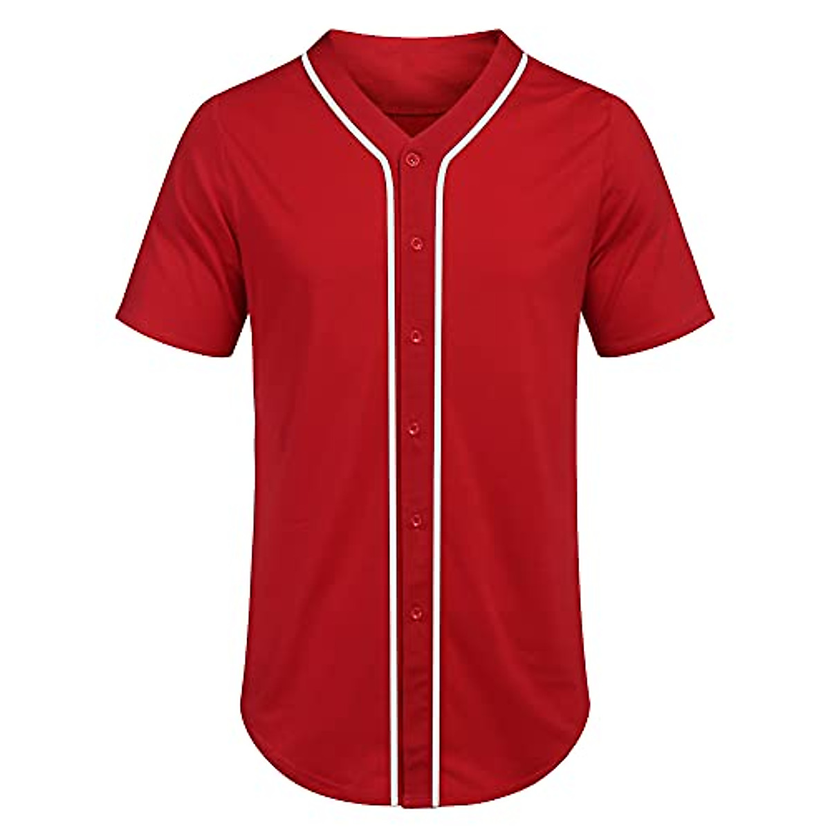 COOFANDY Mens Baseball Jersey Button Down Shirts Sports Hipster Hip Hop Uniforms Men Women Jersey (Red,Large)