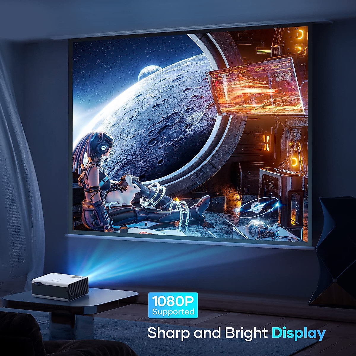 VACASSO Movie Projector Indoor, 1080P Supported Video Projector Home TV Projector Compatible with TV Stick Smartphone HDMI USB AV for Home Cinema & Outdoor Movies