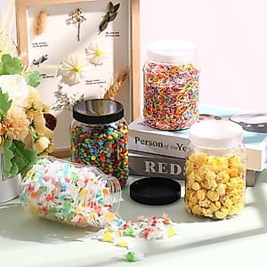 Tanlade 16 Pack 34 oz Plastic Jars with Lids Clear Storage Container Wide Mouth Large Empty Food Mason Jars for Crafts Dry Food Butter Honey Storage